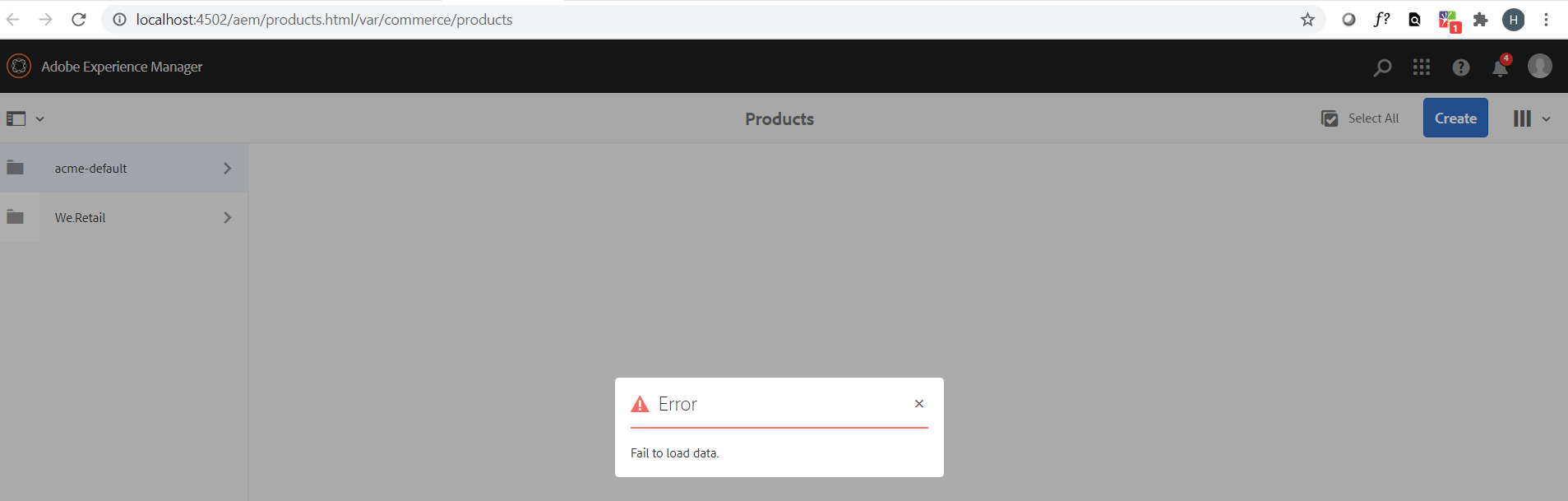 Error: Failed to load data AEM version 6.5.0 - Adobe Experience League ...