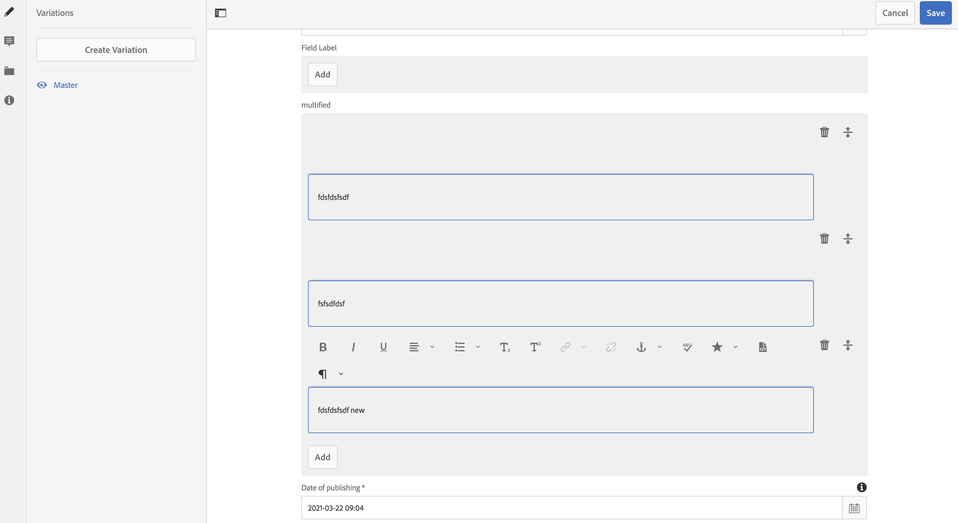 Solved: Richtext text inside multifield not working in con... - Adobe Experience League ...