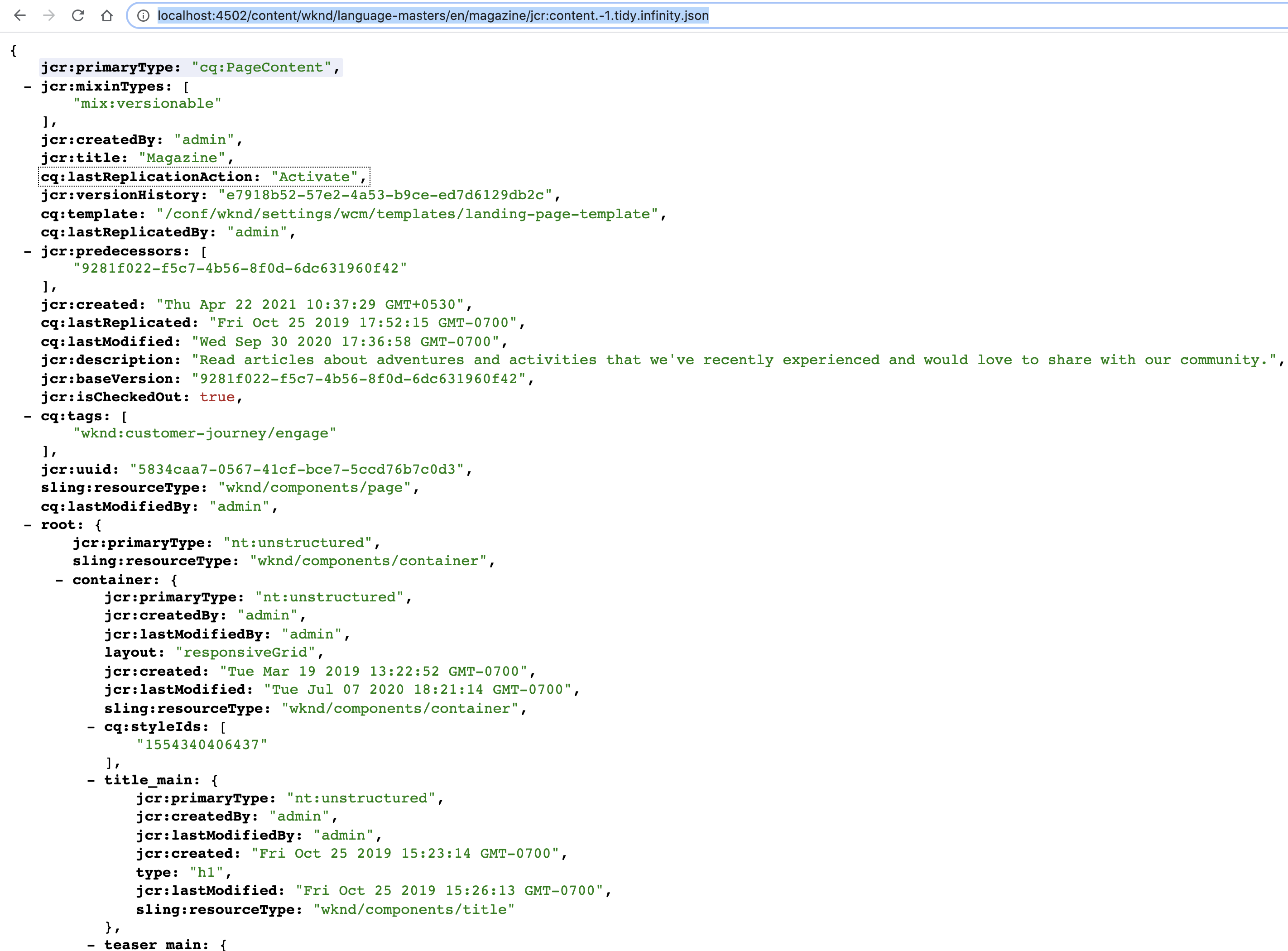 Solved: Generate JSON response of an AEM Page - Adobe Experience League ...