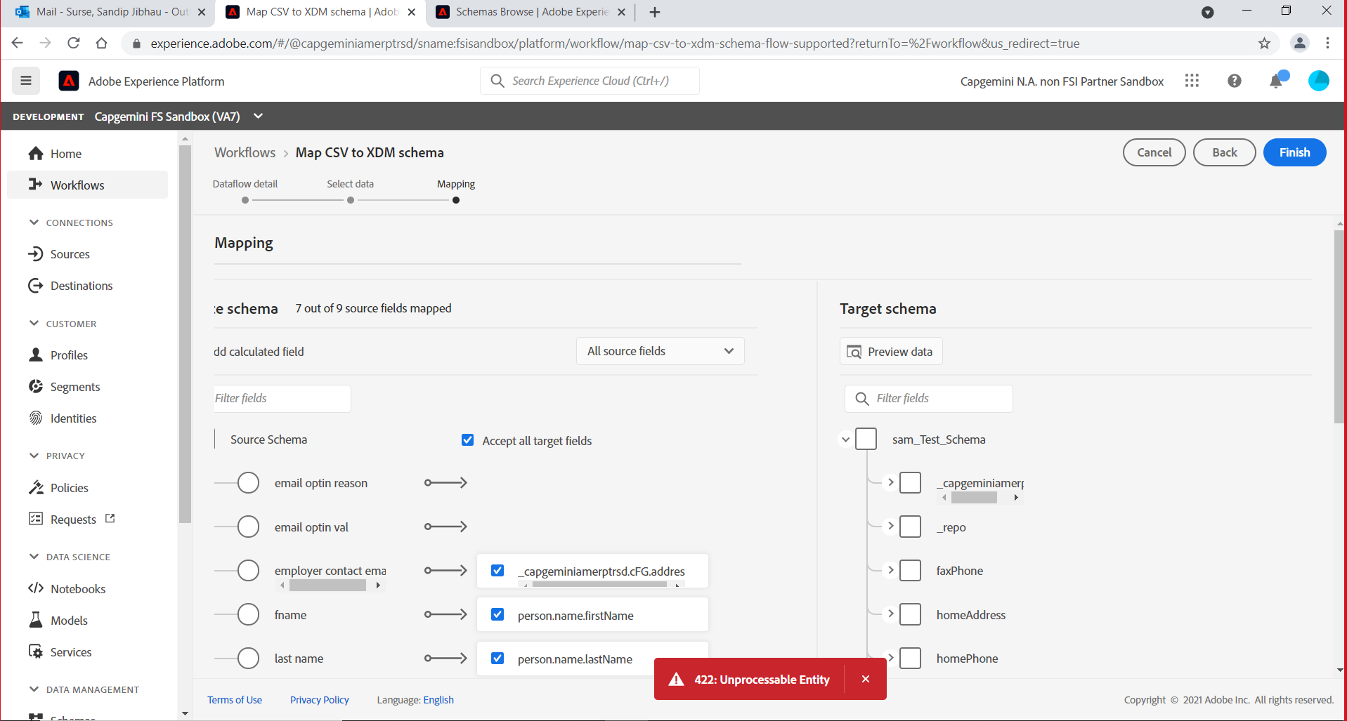 Solved: 422: Unprocessable Entity Error for Data Ingestion... - Adobe Experience League ...