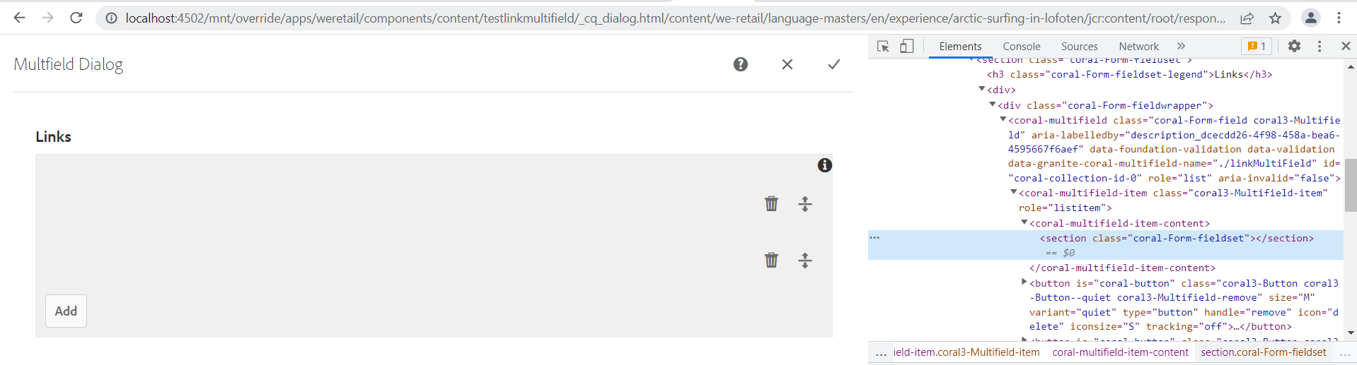 Solved: Query related to Multifield component - Adobe Experience League Community - 444512