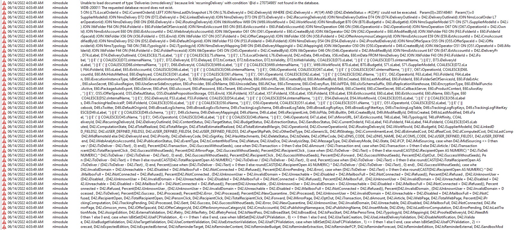 Solved: Database Cleanup Errors on Deleted Recurring Deliv... - Adobe ...