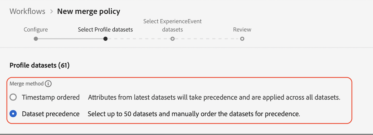 Solved: Validate Merge Policy with choice DataSetPrecedenc... - Adobe Experience League ...