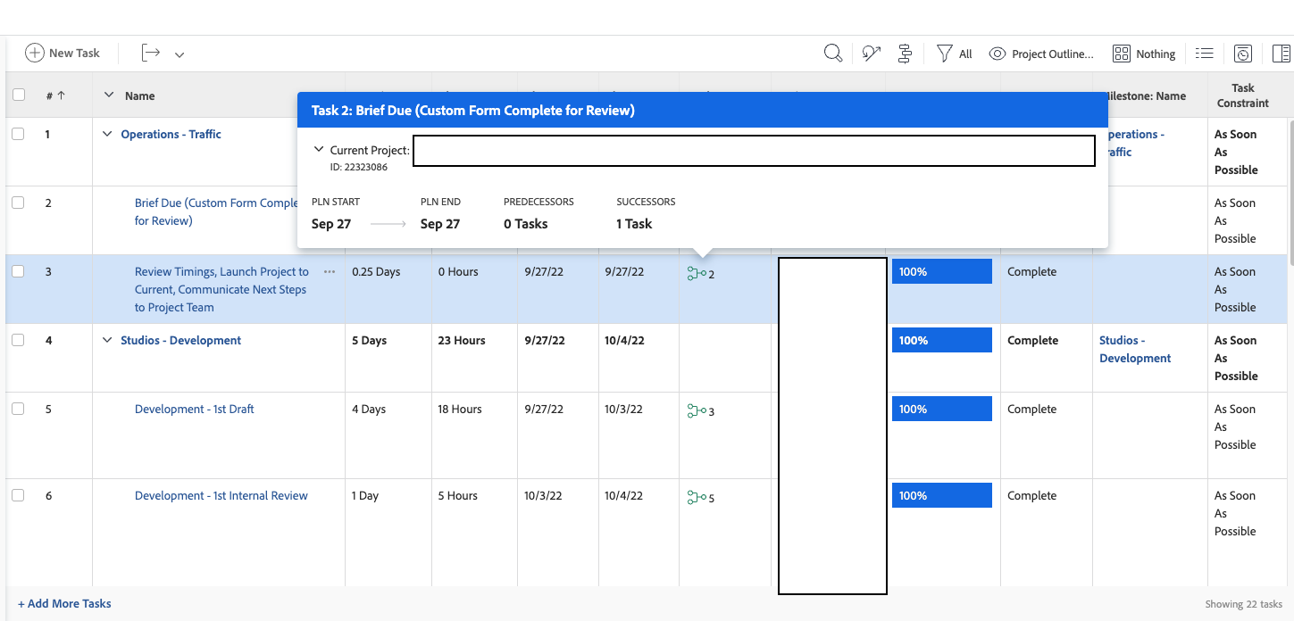 Make it Easier to Create Cross-Project Predecessor... - Adobe Experience League Community - 551820