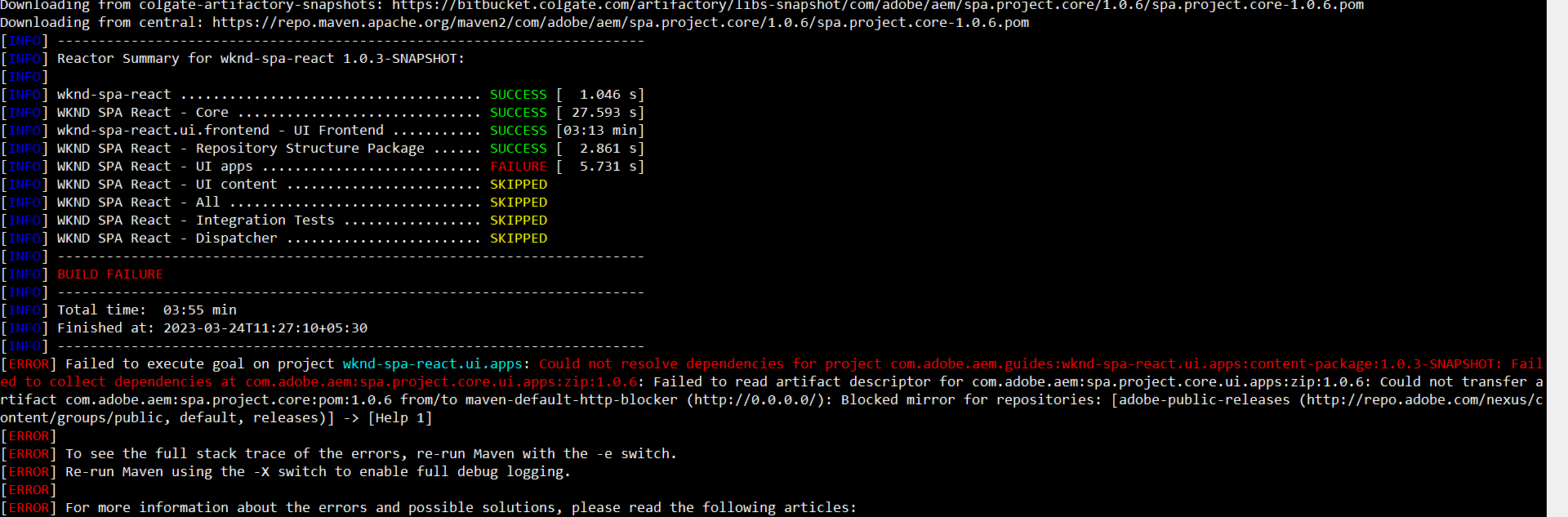 SPA Project build issue - Adobe Experience League Community - 581888