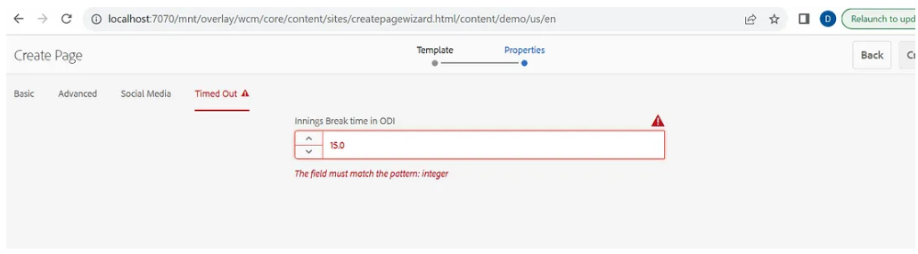 AEM Touch UI page property field validation - Adobe Experience League Community - 633333