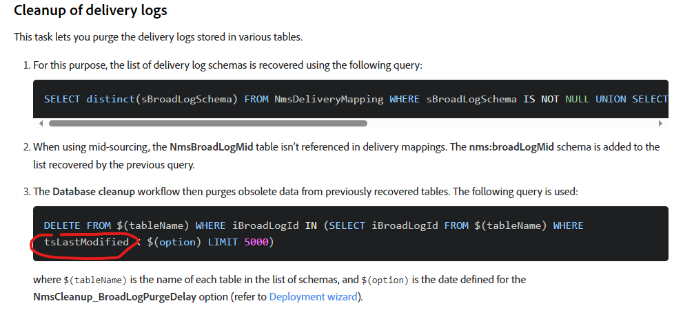 Solved: Database cleanup workflow delete the delivery on b... - Adobe Experience League ...