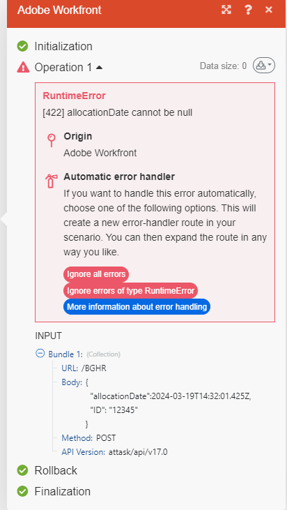 Custom API Call (POST) request erroring out on Bod... - Adobe ...