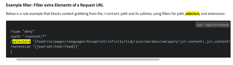 Dispatcher Filter Configuration - Deny .jcr:conte... - Adobe Experience League Community - 686694