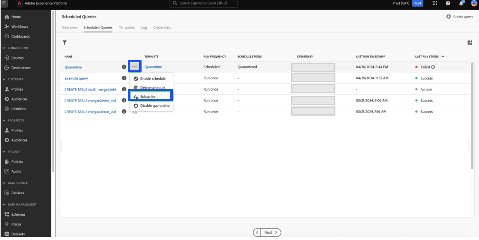 Data Distiller | A Guide to Query Quarantine - Adobe Experience League ...
